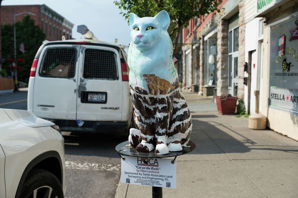Why are cat statues taking over Catskill streets?