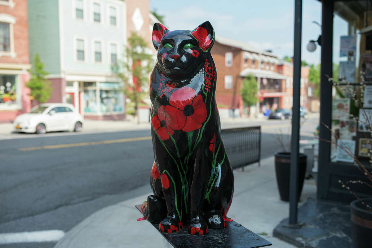 Why are cat statues taking over Catskill streets?