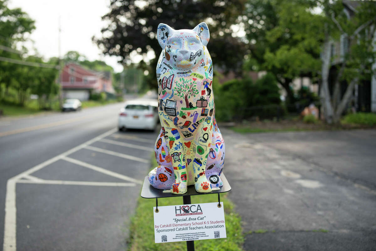 Why are cat statues taking over Catskill streets?