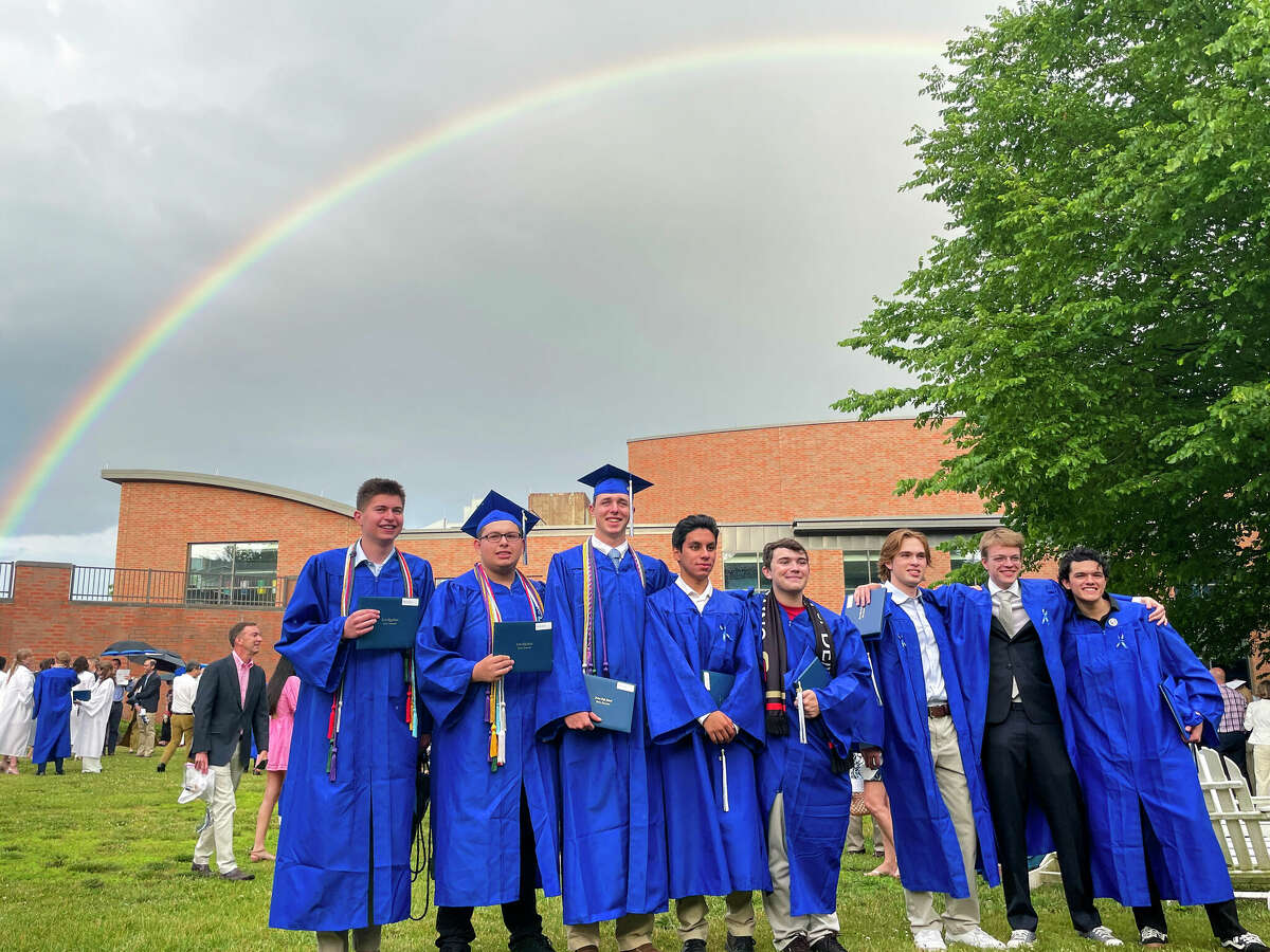 Photos: Darien High School 2023 graduation ends with a rainbow