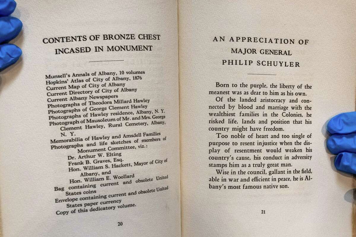 Contents of Albany's Schuyler statue revealed. Here's what's inside: