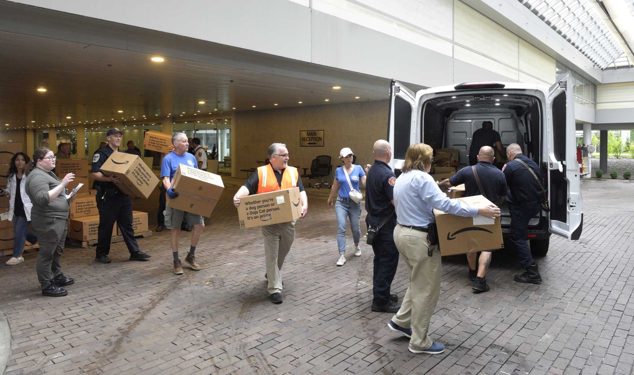 Amazon donates dozens of pallets of goods to Danbury charities