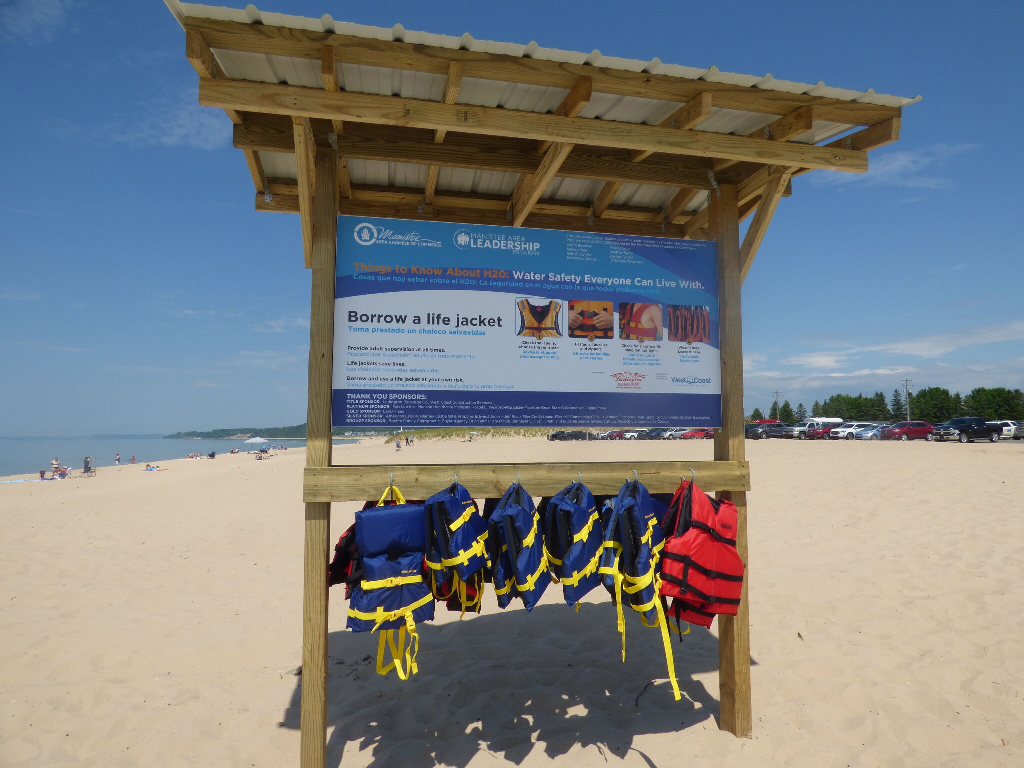 Manistee leadership team unveils new life vest stations