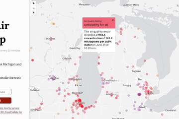 Michigan map shows air quality unhealthy levels for all in region