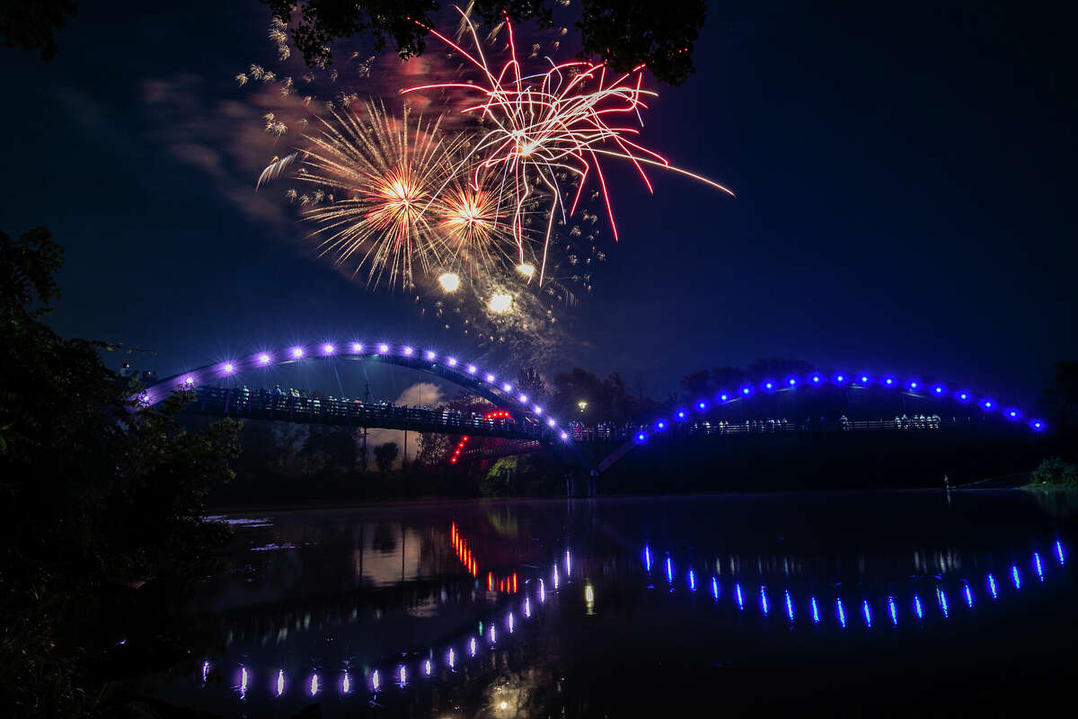 Fireworks light up the sky in Midland on July 4, 2023