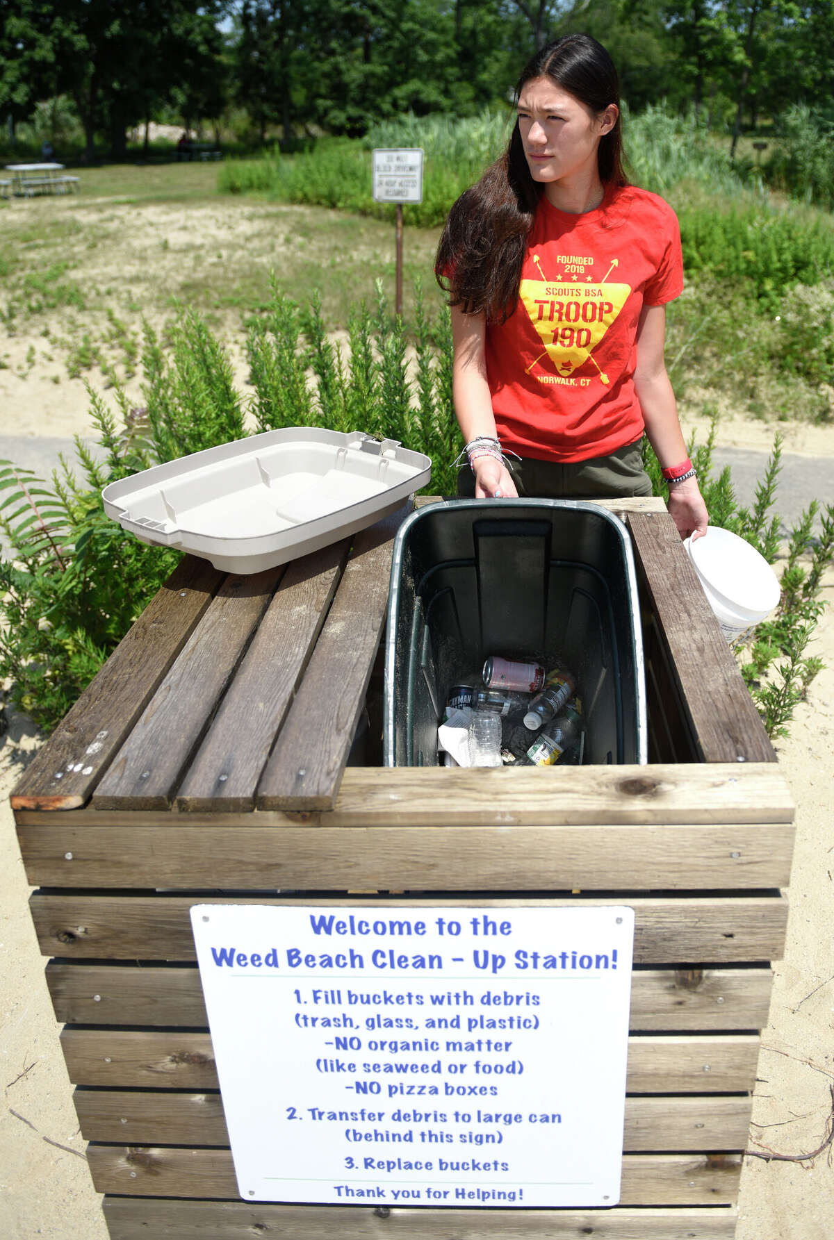 Darien teen's dog cut paw on Weed Beach; Now she's cleaning it up