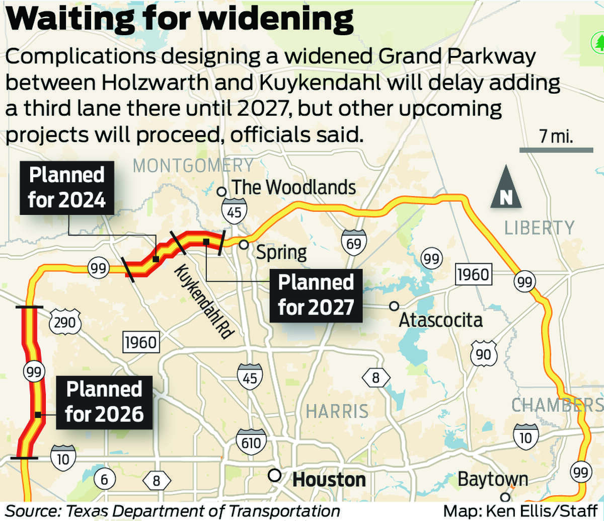 Third lane along northern part of Grand Parkway delayed until 2027