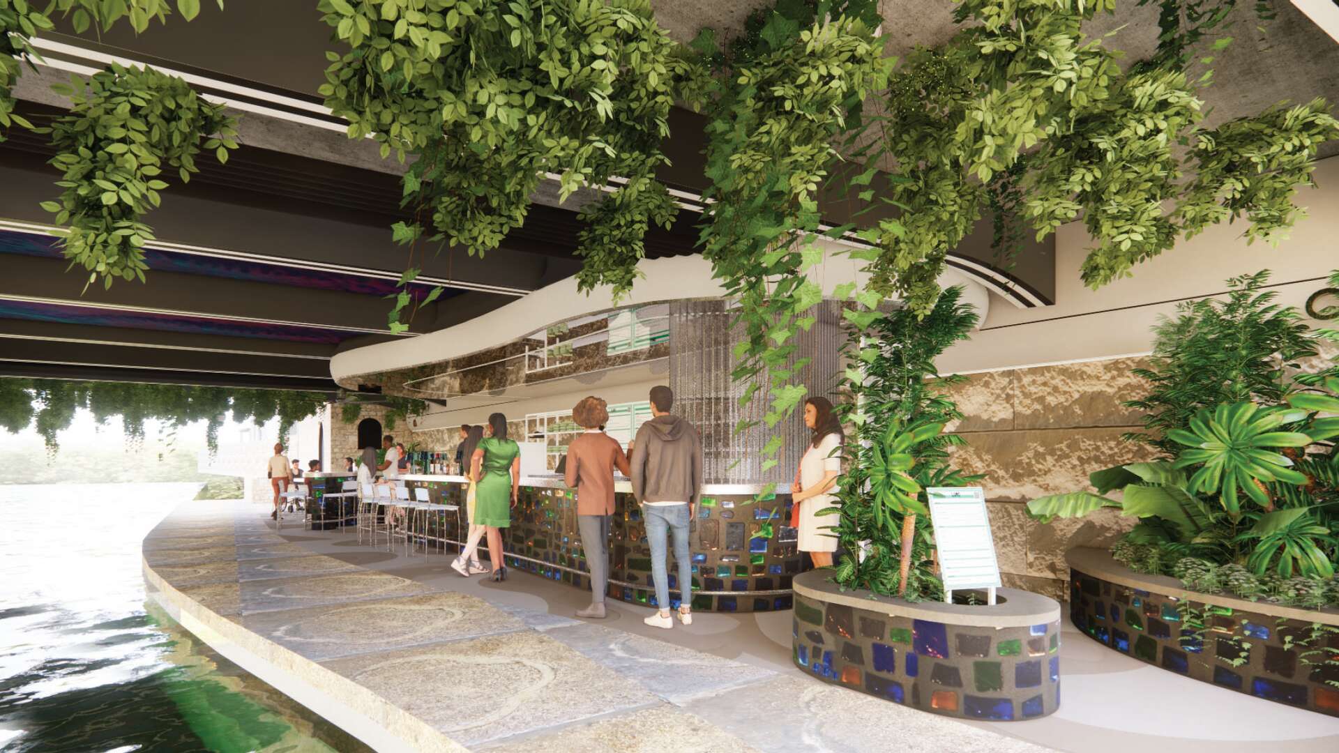 New San Antonio River Walk bar takes shape under a bridge