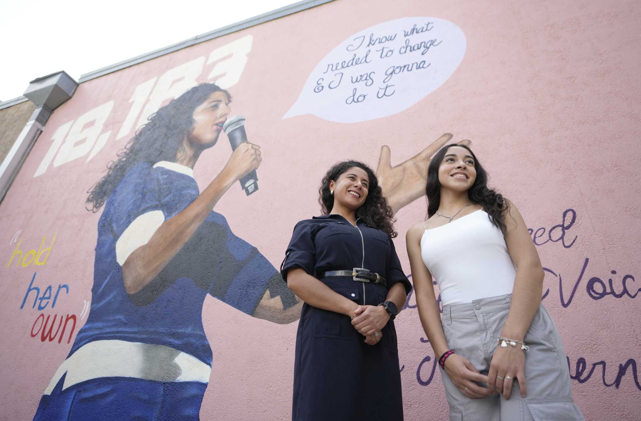 Mural of Judge Lina Hidalgo goes up in Midtown from 15-year-old artist