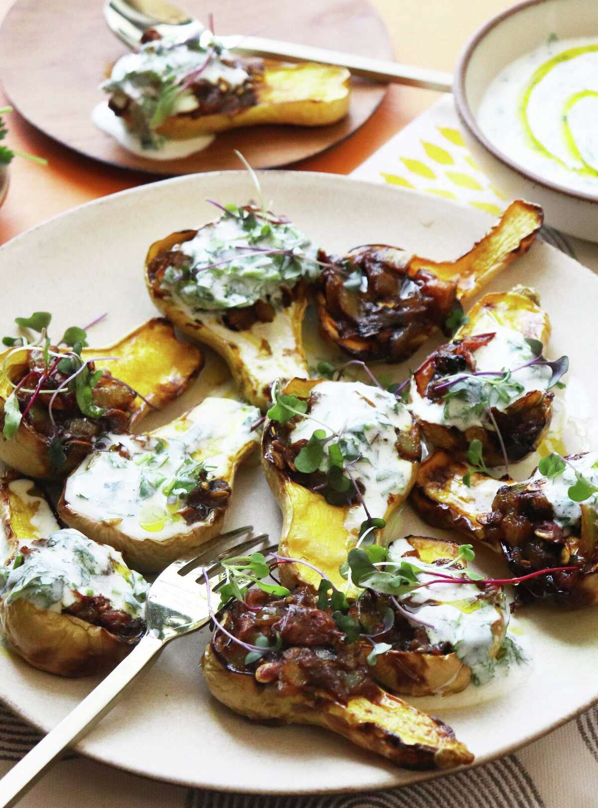 Recipe: Baby butternut squash roast with herbed yogurt sauce