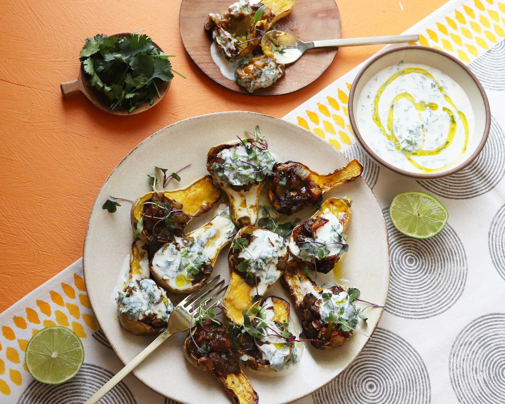 Recipe: Baby butternut squash roast with herbed yogurt sauce