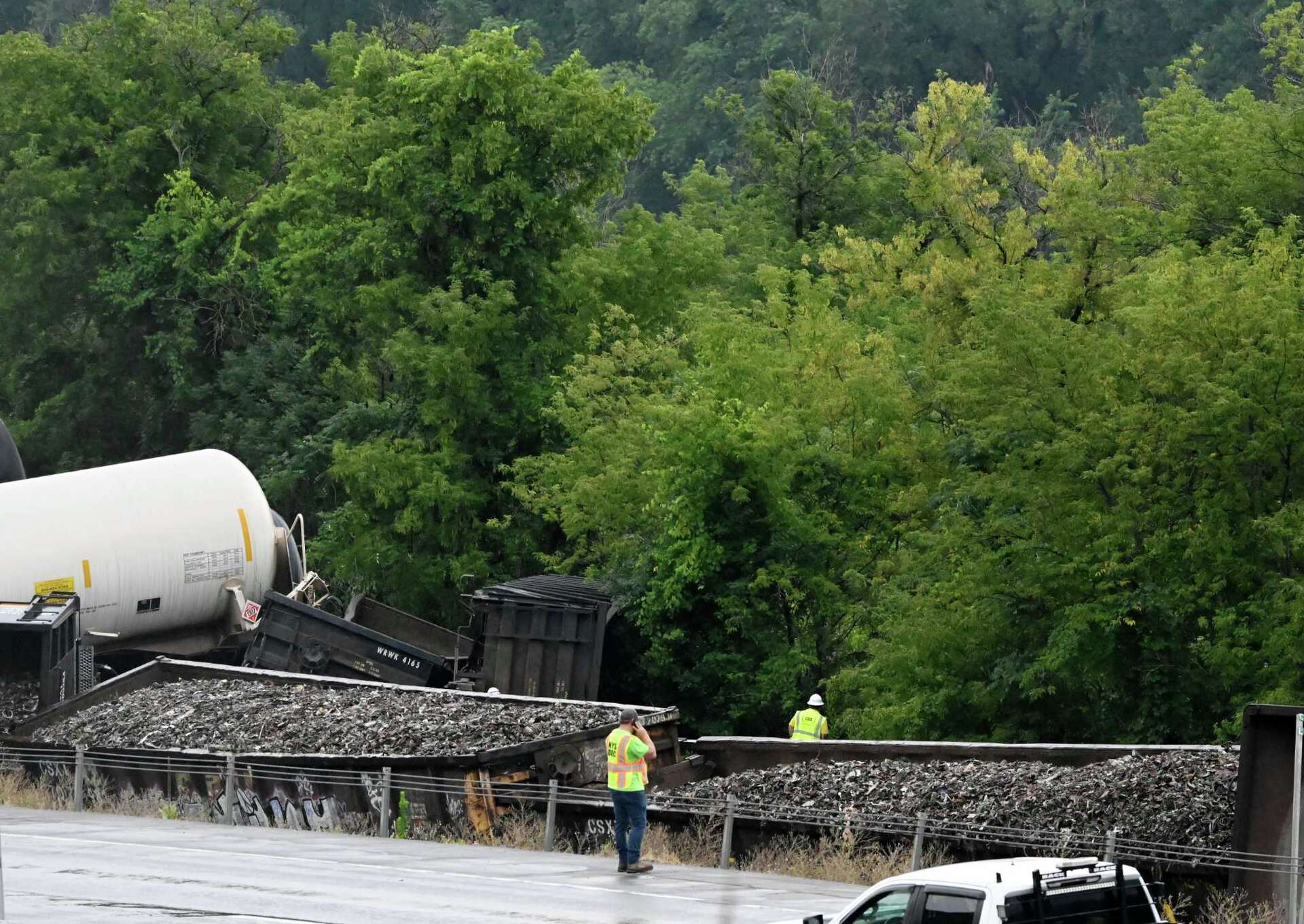 Amtrak service disrupted after freight train derails near Amsterdam