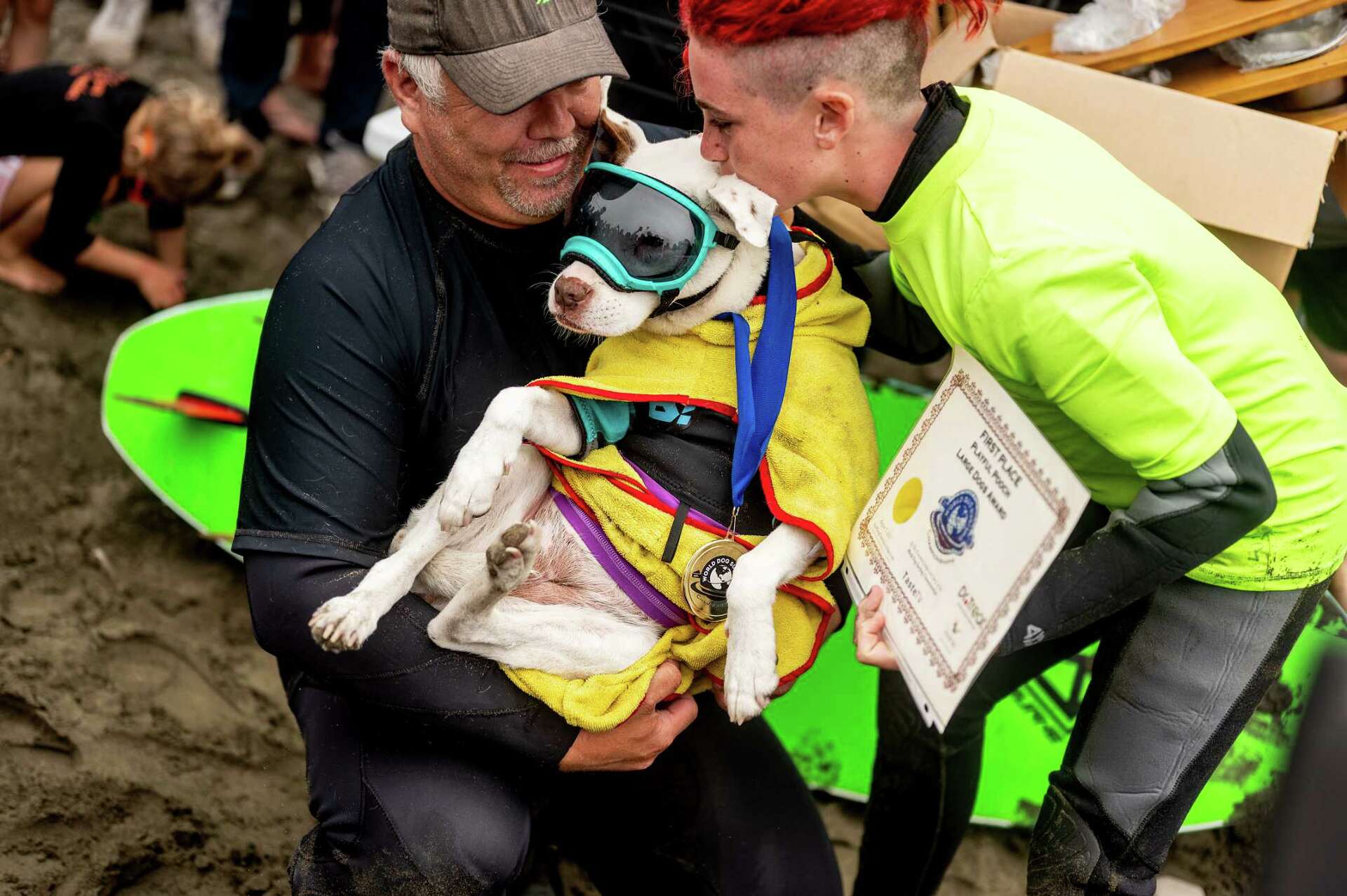 Surfing dogs ride waves to fame at world championships in Pacifica