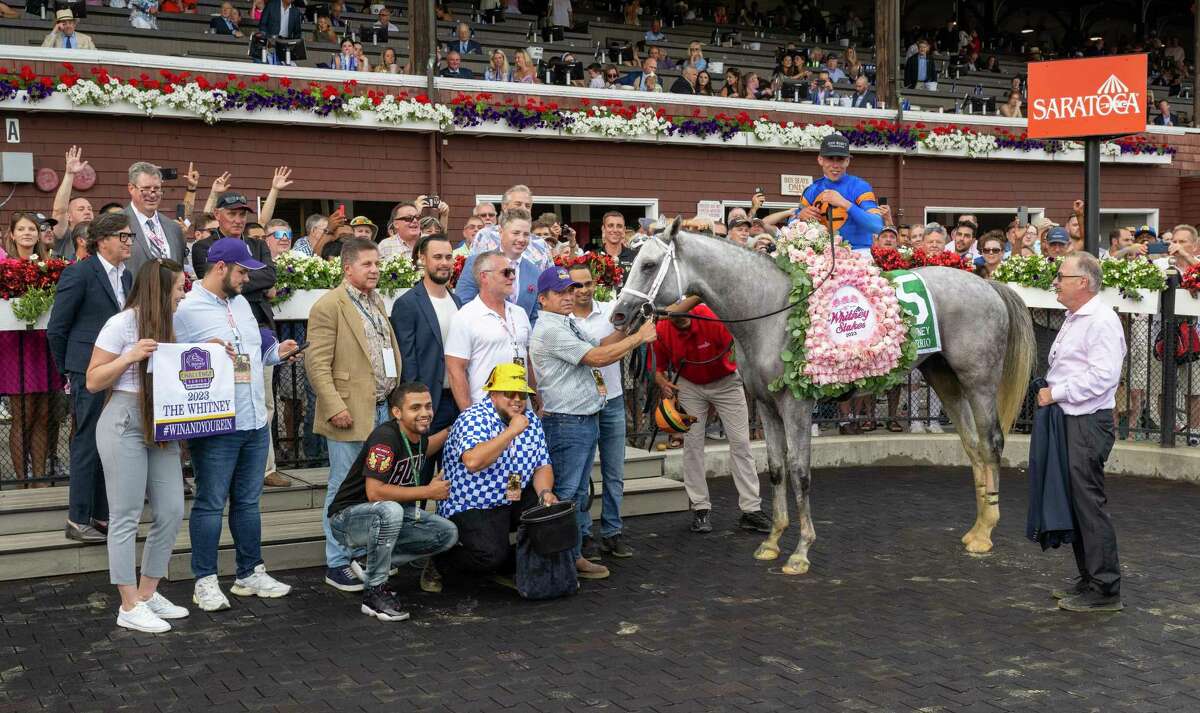 White Abarrio wins 96th running of the Whitney Stakes at Saratoga