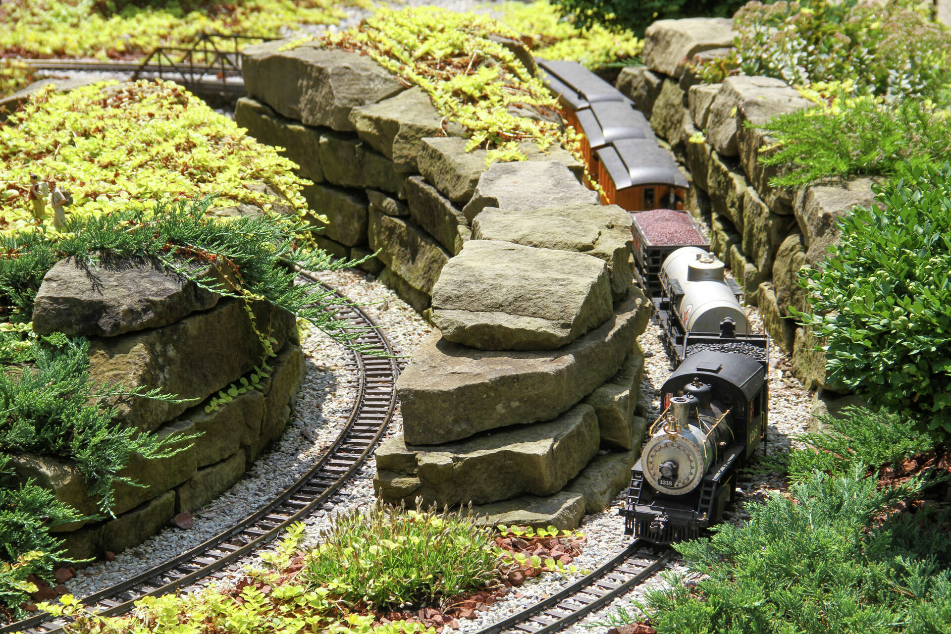 Gary Scott built a garden railroad in front of his Midland home