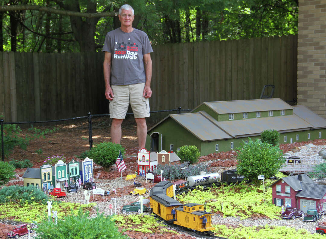 Gary Scott built a garden railroad in front of his Midland home