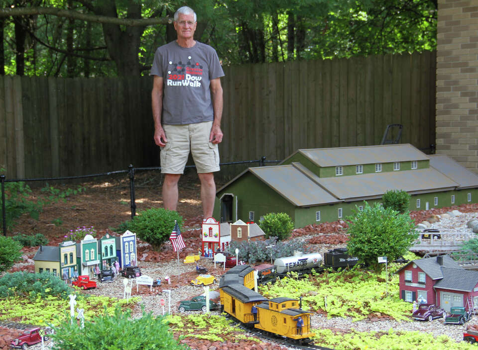Gary Scott built a garden railroad in front of his Midland home
