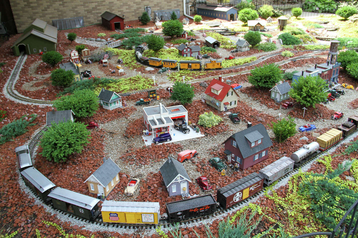 Gary Scott built a garden railroad in front of his Midland home