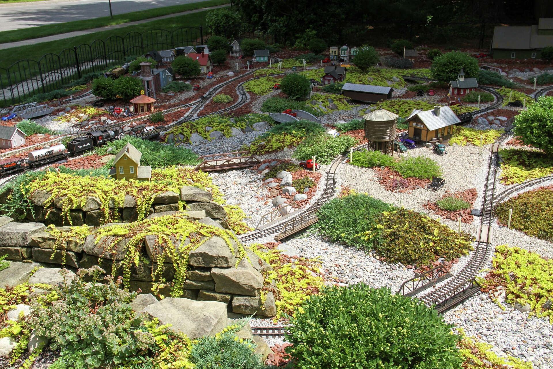 Gary Scott built a garden railroad in front of his Midland home