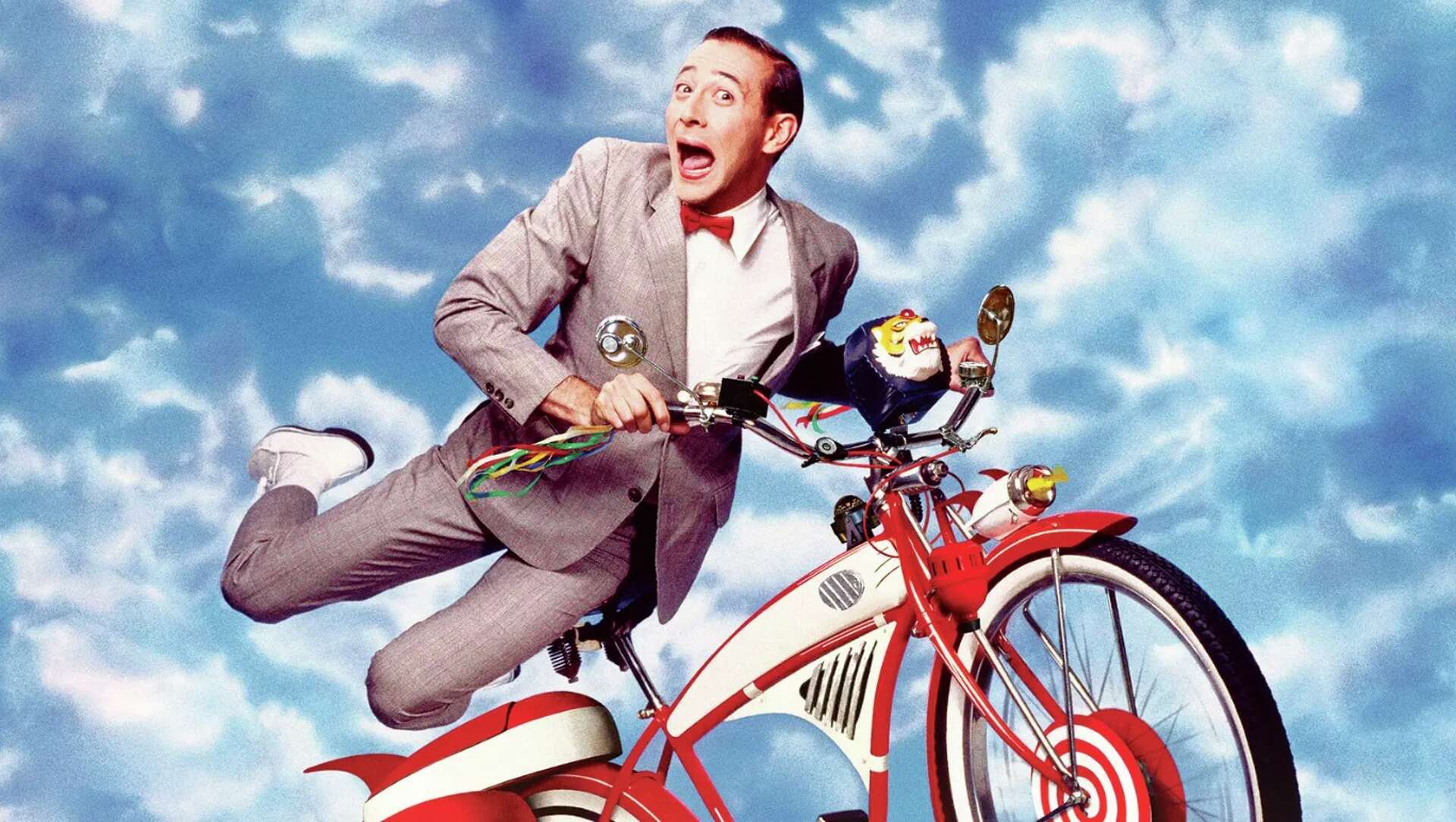 Behind-the-scenes photo of Pee-wee Herman filming at Alamo