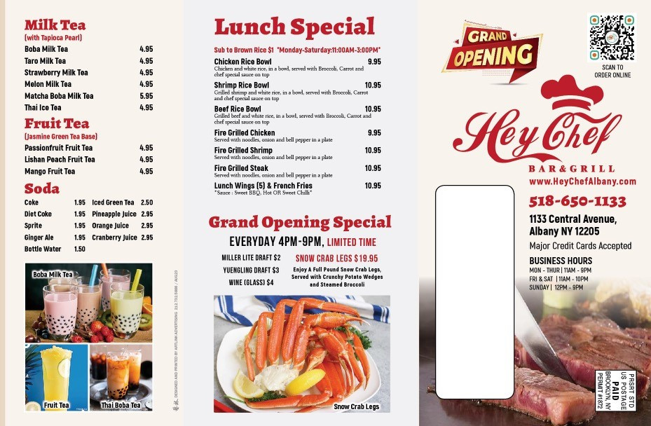 Hey Chef opens today in former TJ’s Cafe building in Colonie