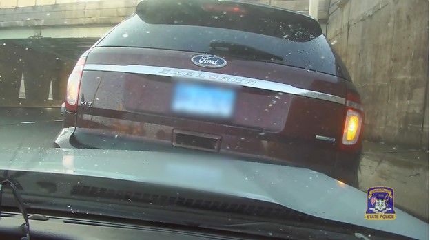 Dashcam footage depicts state police cruiser crash on I-84 in Hartford
