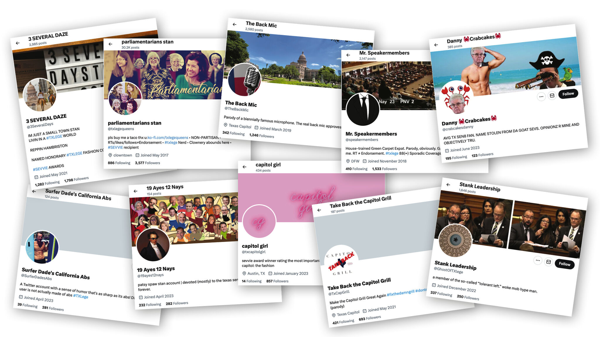 Anonymous Twitter accounts mock and track the Texas Legislature