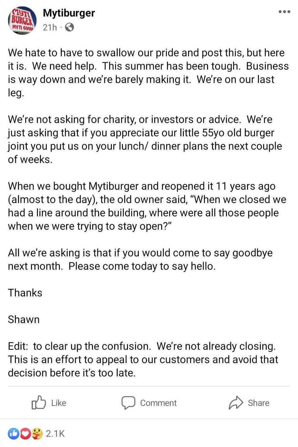 Houston burger joint gets lifeline after social media plea