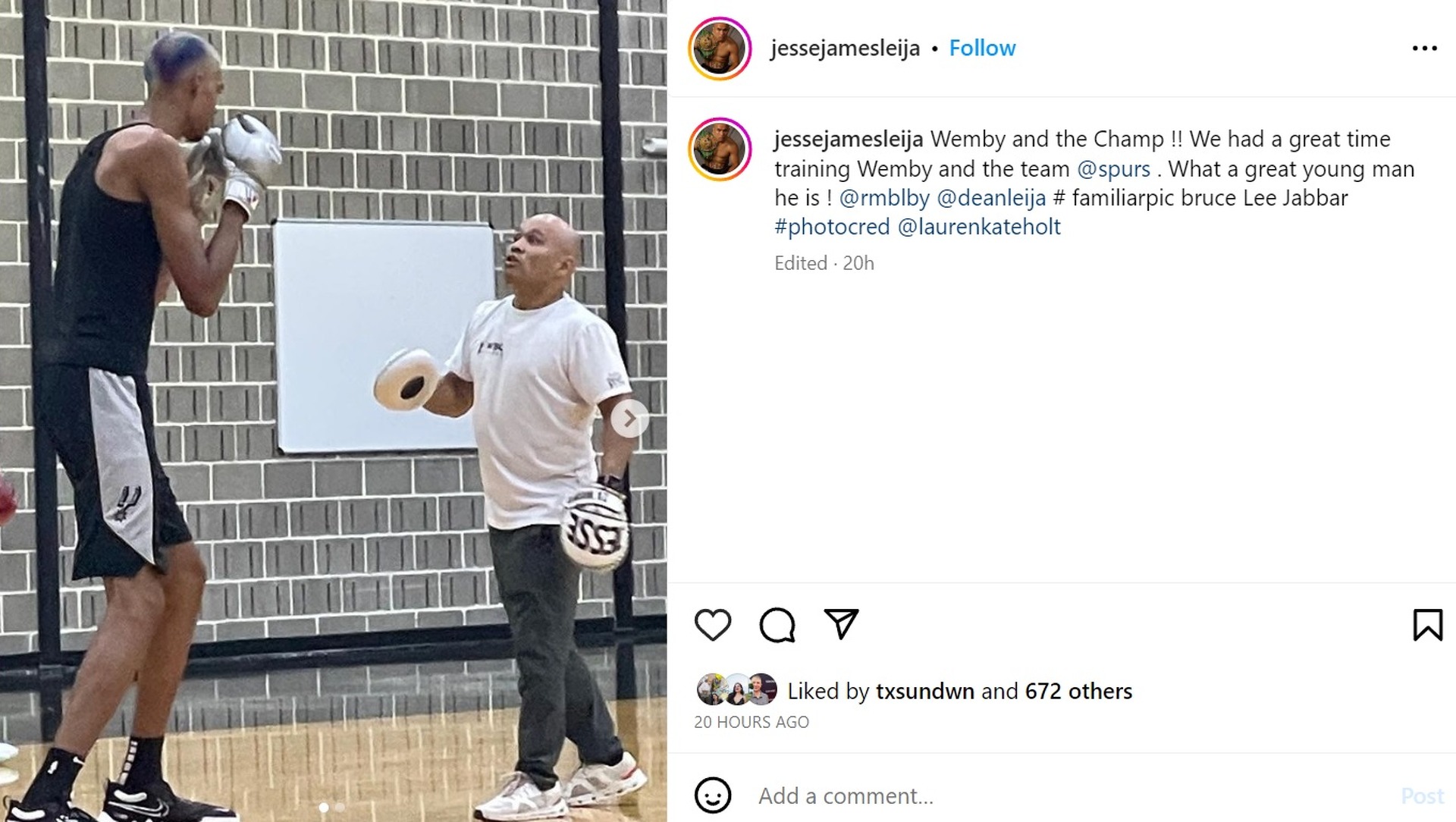 Wemby puts on the gloves for boxing great 'Jesse' James Leija