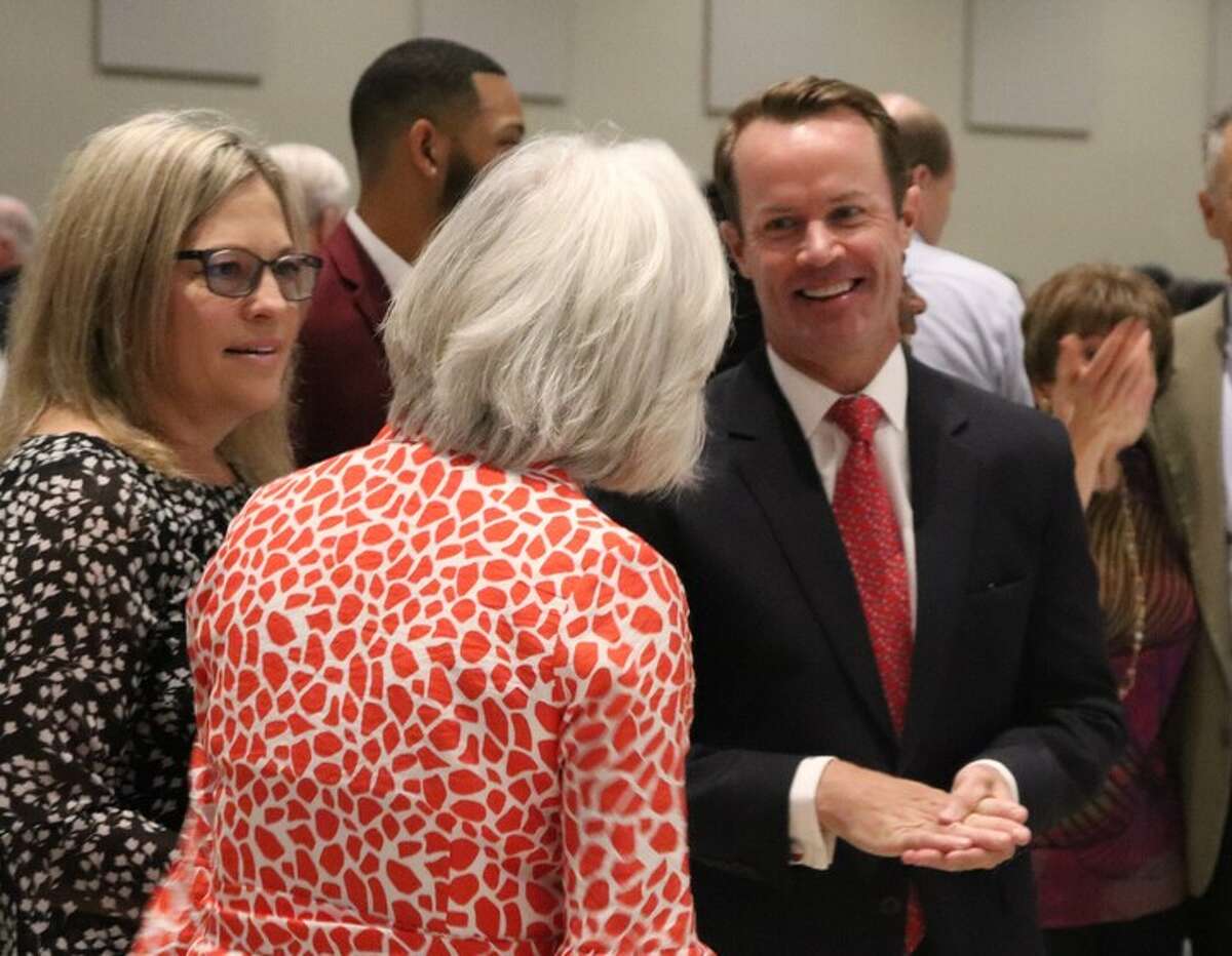 Texas House Speaker Dade Phelan speaks at Port Arthur chamber event