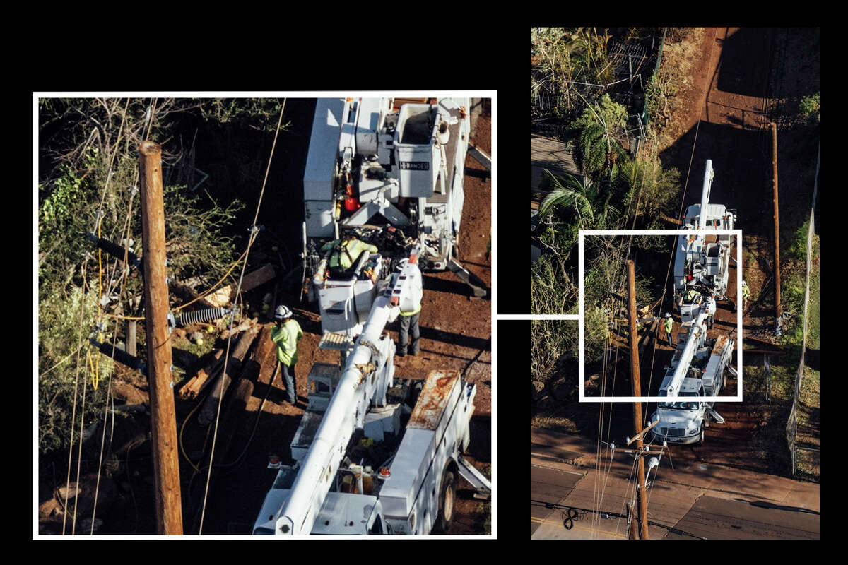 Lahaina Fire photo shows utility removing electrical equipment