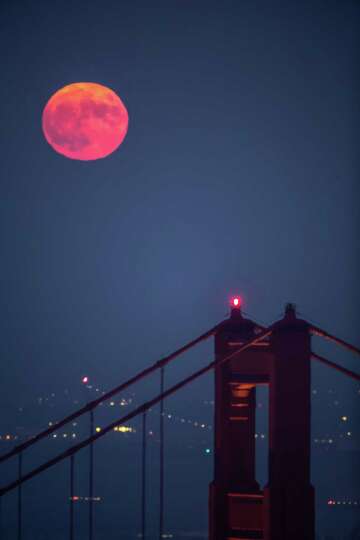 Photo: Bay Area super blue moon changed to rose from smoke