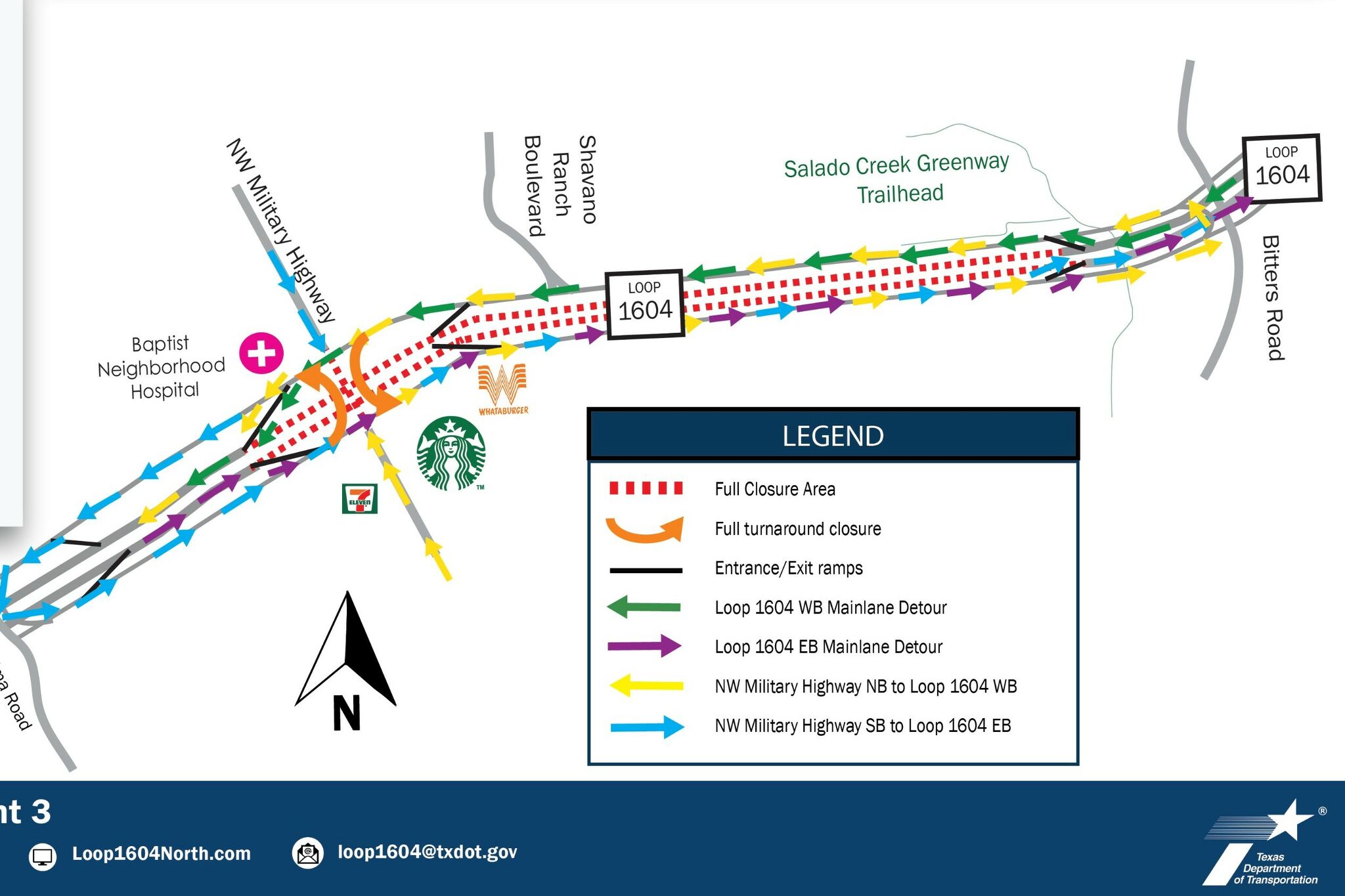 Loop 1604 traffic near NW Military closing for construction