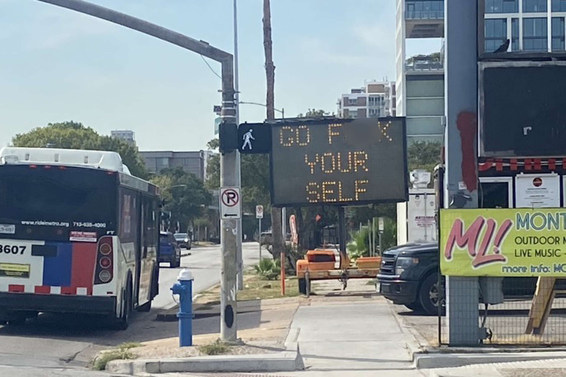 Houston road sign hijacked with obscene message