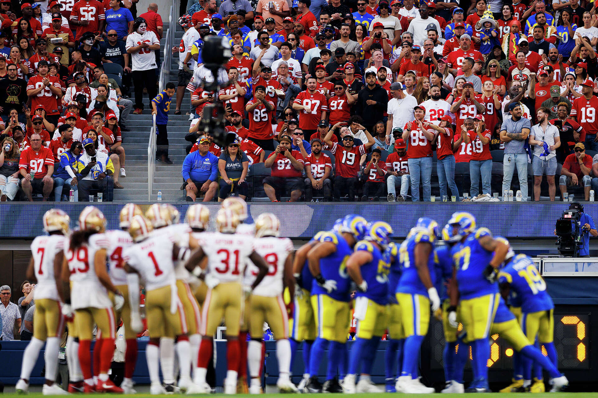 The 49ers will wear their home jerseys at Rams' SoFi Stadium
