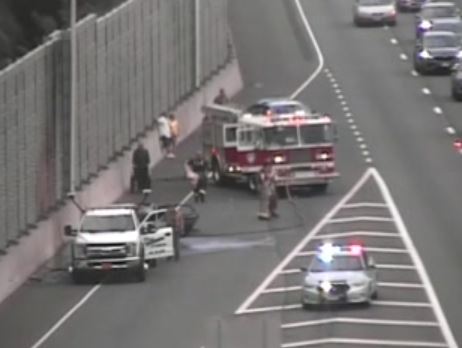 Car fire in Waterbury shuts down I-84 west's right lane, DOT says