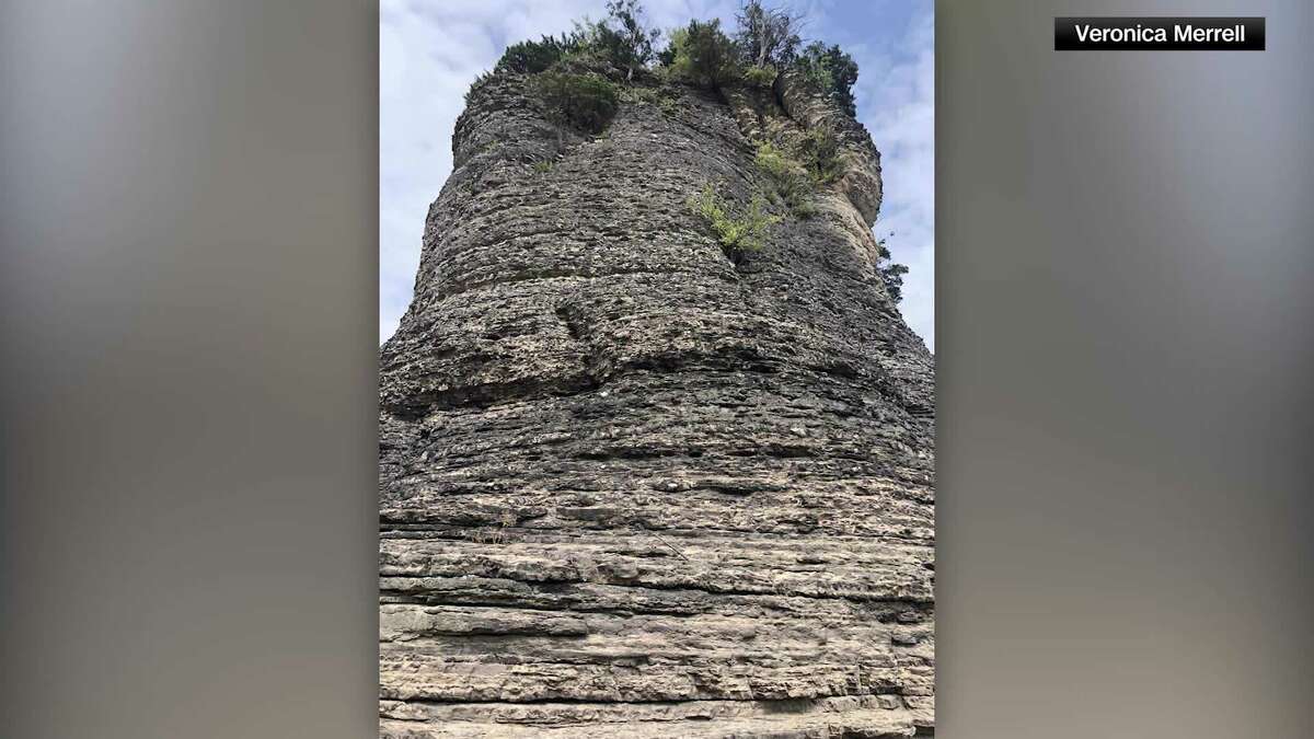 A drought has exposed Tower Rock, a Mississippi River rock formation ...