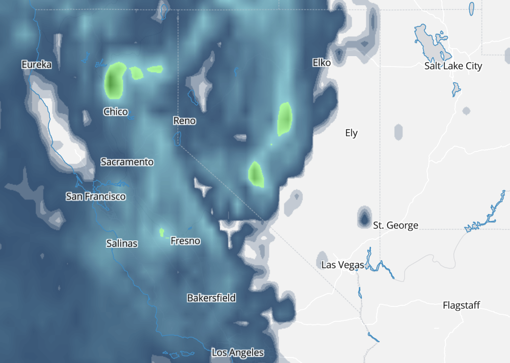 Rain is coming to California. This map shows forecast near you