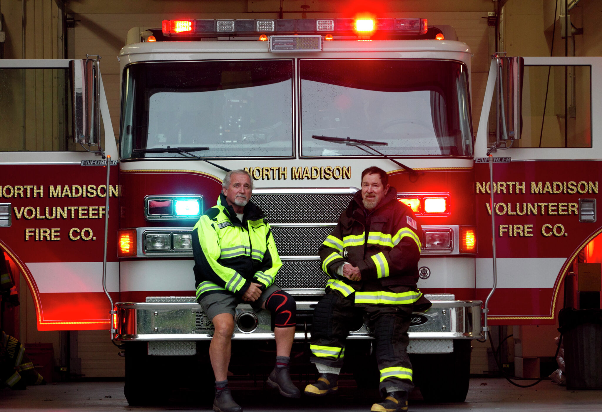 Pair of North Madison firefighters mark 50 years serving town