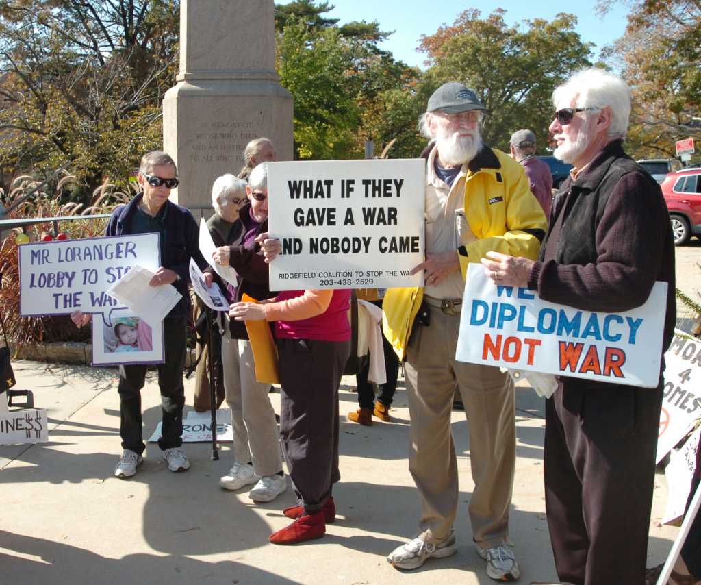 Peaceniks target Greenwich neighborhood of 'war profiteer'