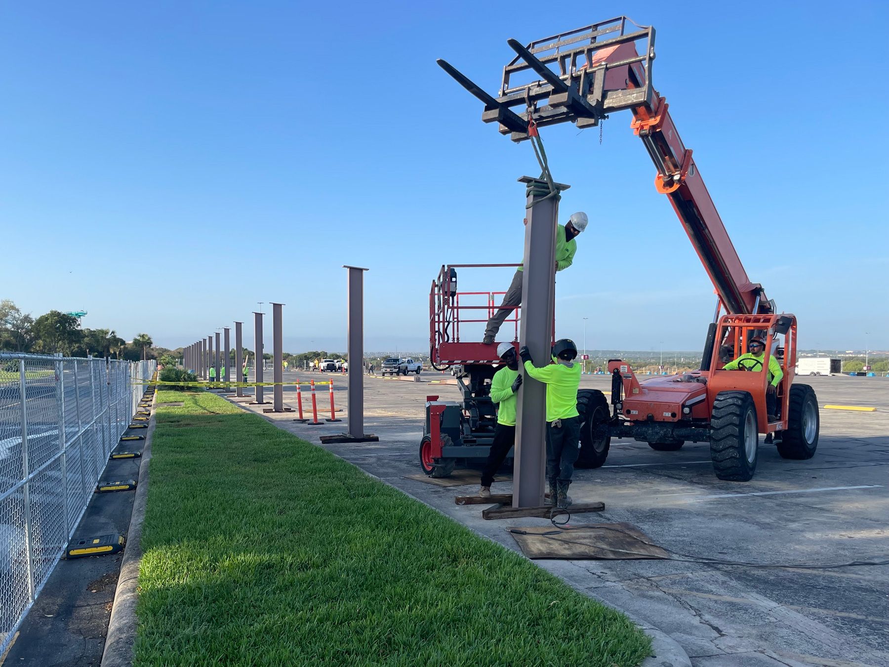 SeaWorld S.A. building solar canopy in parking lot VIP section