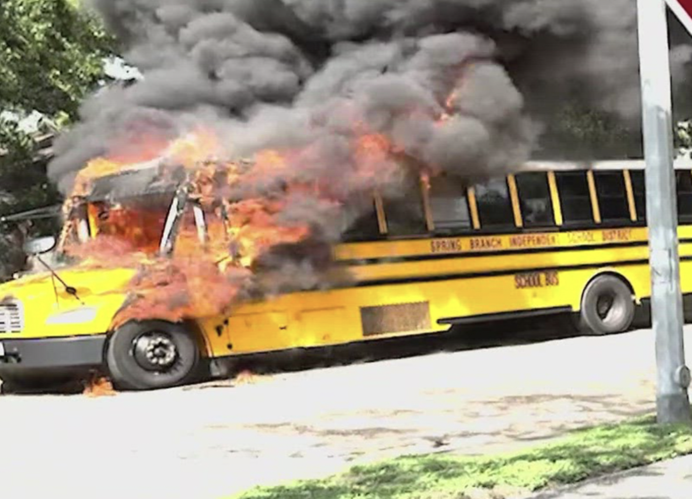Houston-area students escape as bus catches on fire
