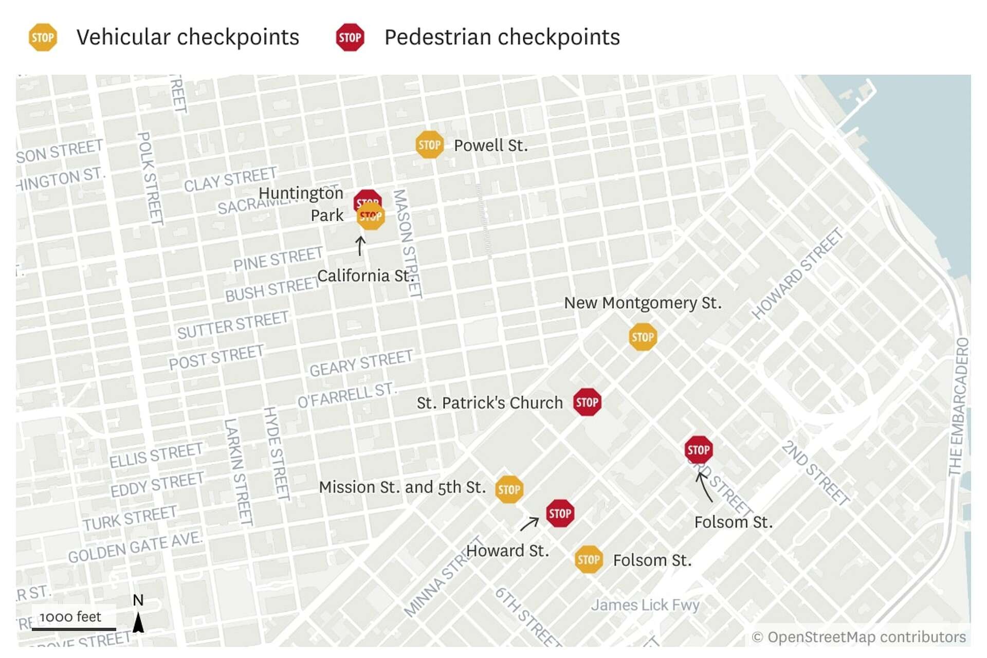 APEC in SF: Map shows security checkpoints for drivers and pedestrians