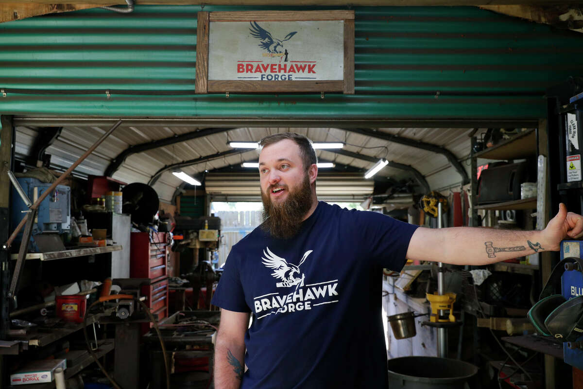 Conroe bladesmith Jacob Sewell makes custom tomahawks, swords, knives