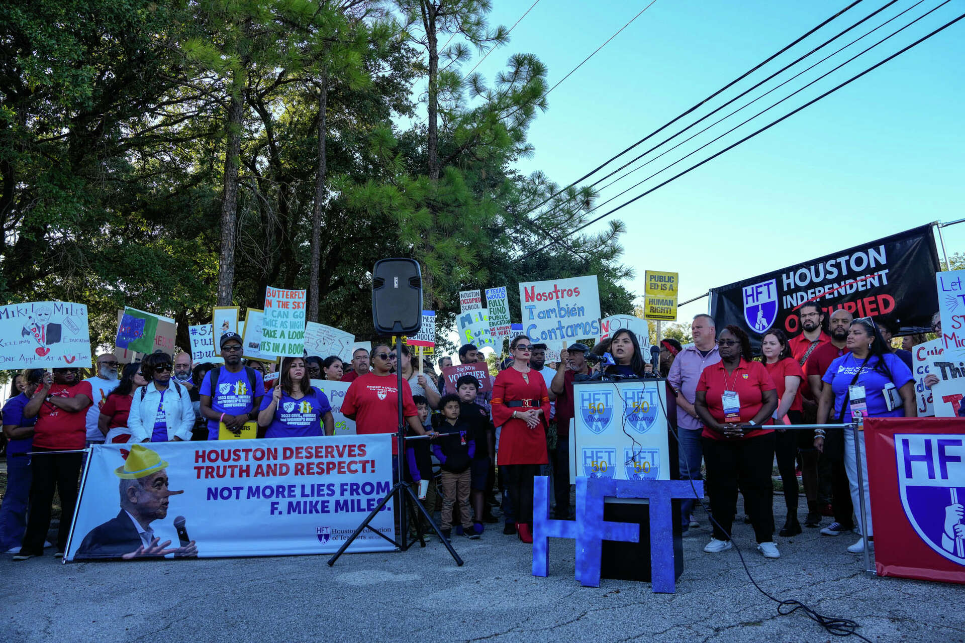 Hundreds of HISD teachers march against superintendent, state takeover