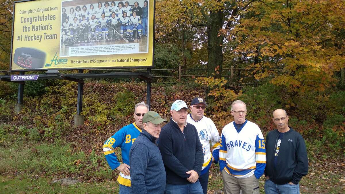 Quinnipiac's first hockey team gets billboard, honors 2023 NCAA champs