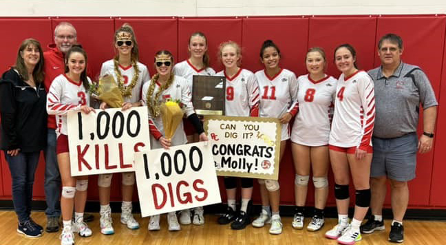 Kyleigh Weck for kills, Molly Bowman for digs