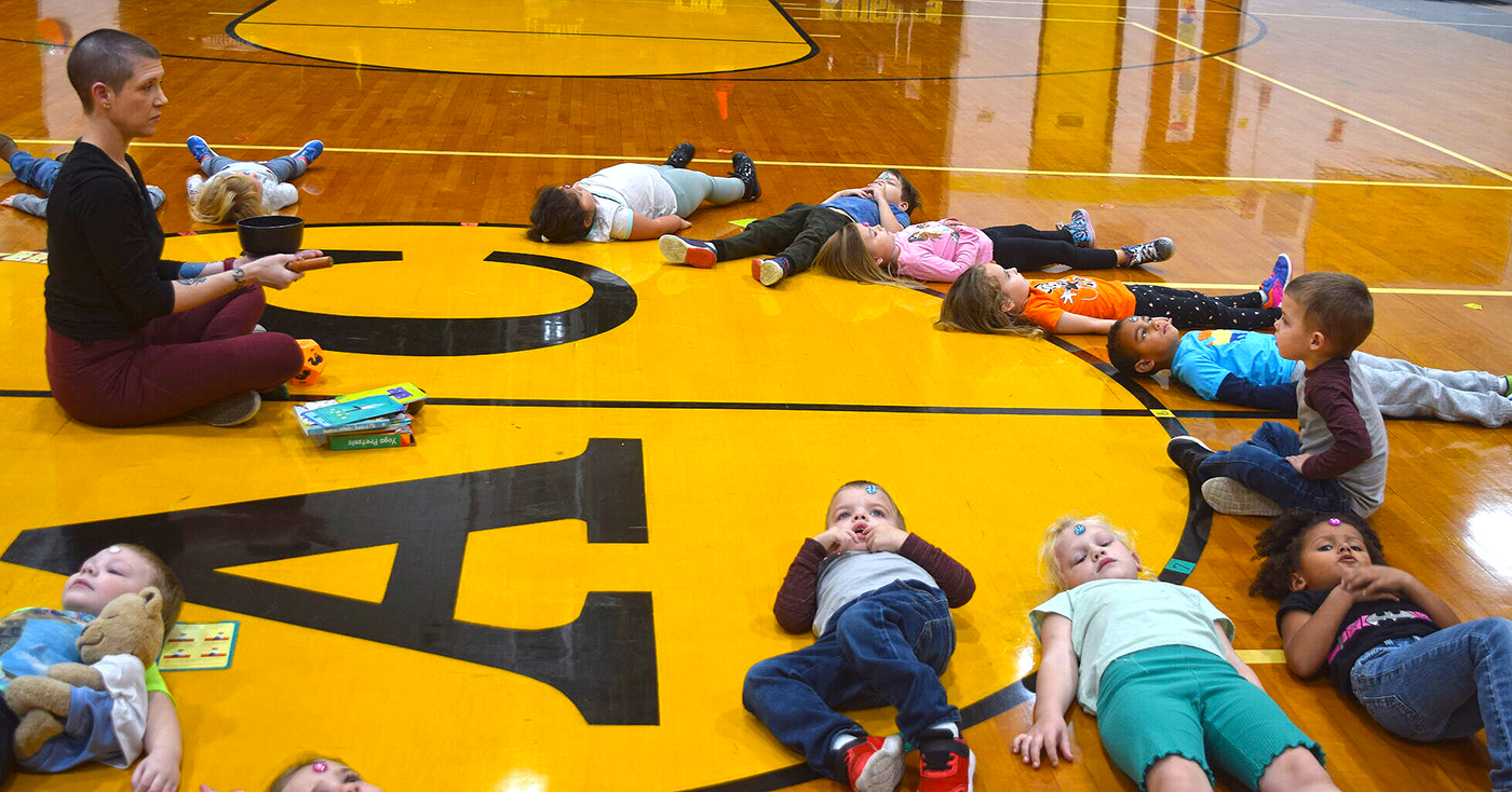 A-C Central Elementary School students learn yoga