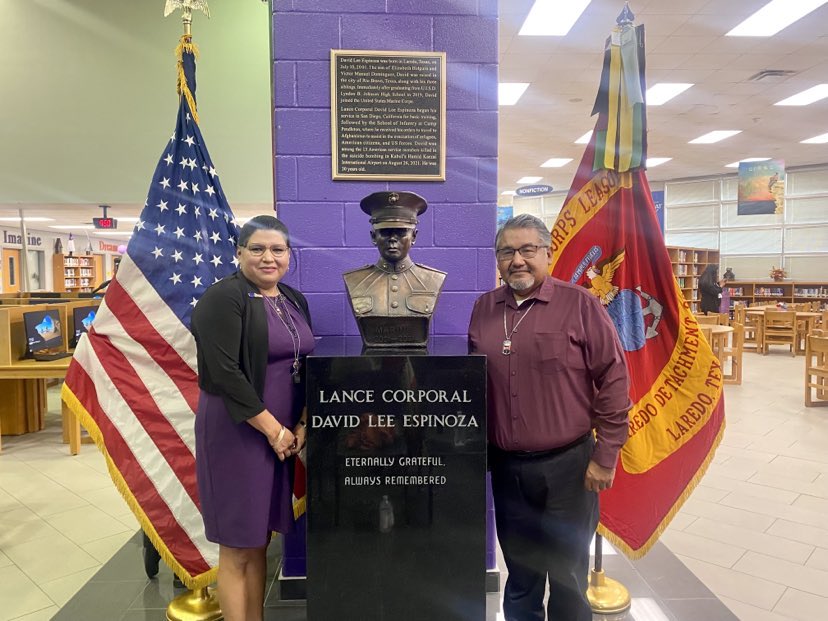 Laredo LBJ unveils bus of fallen Marine Espinoza at school's library