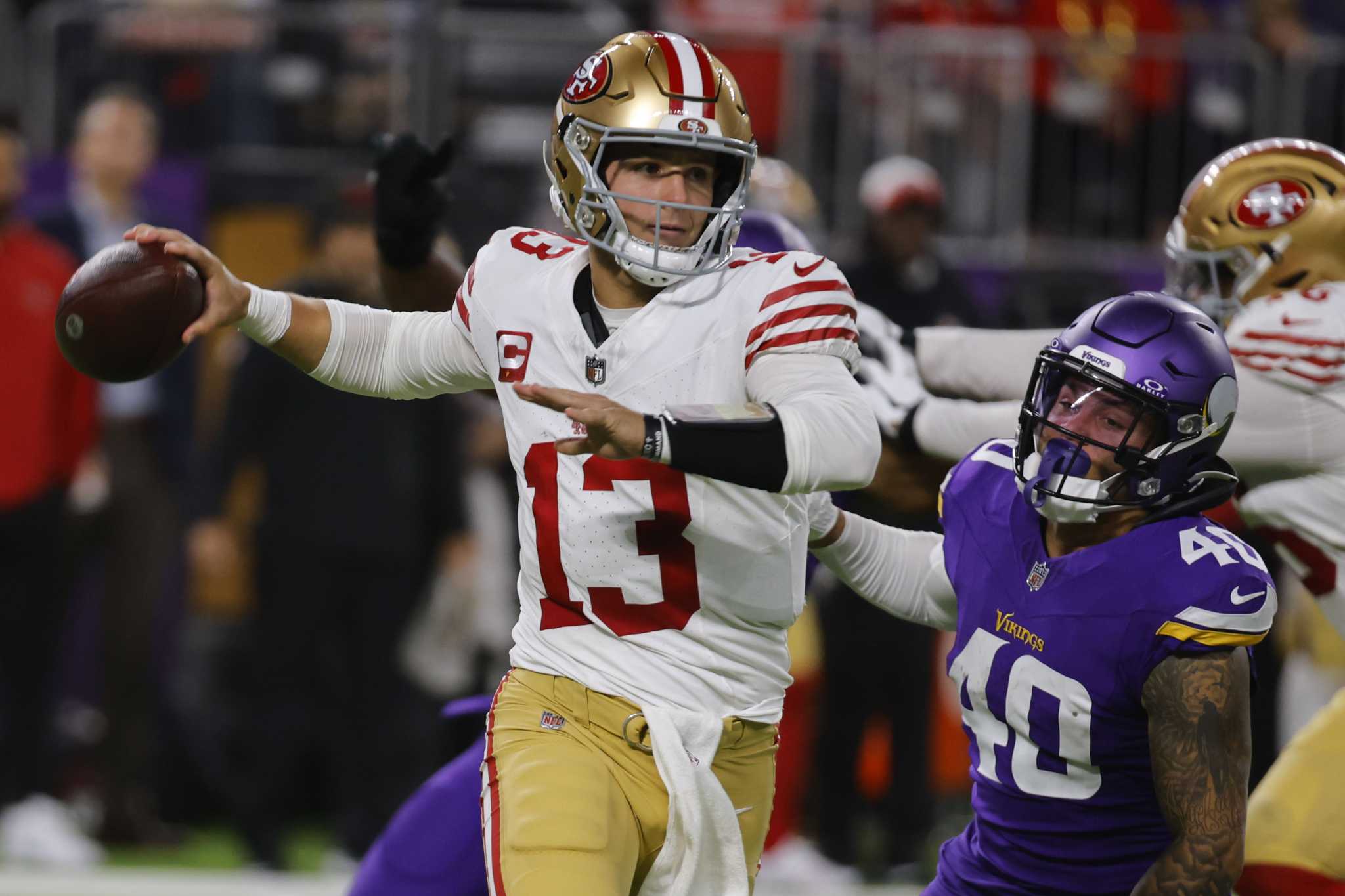 49ers QB Brock Purdy in concussion protocol, Sam Darnold could start